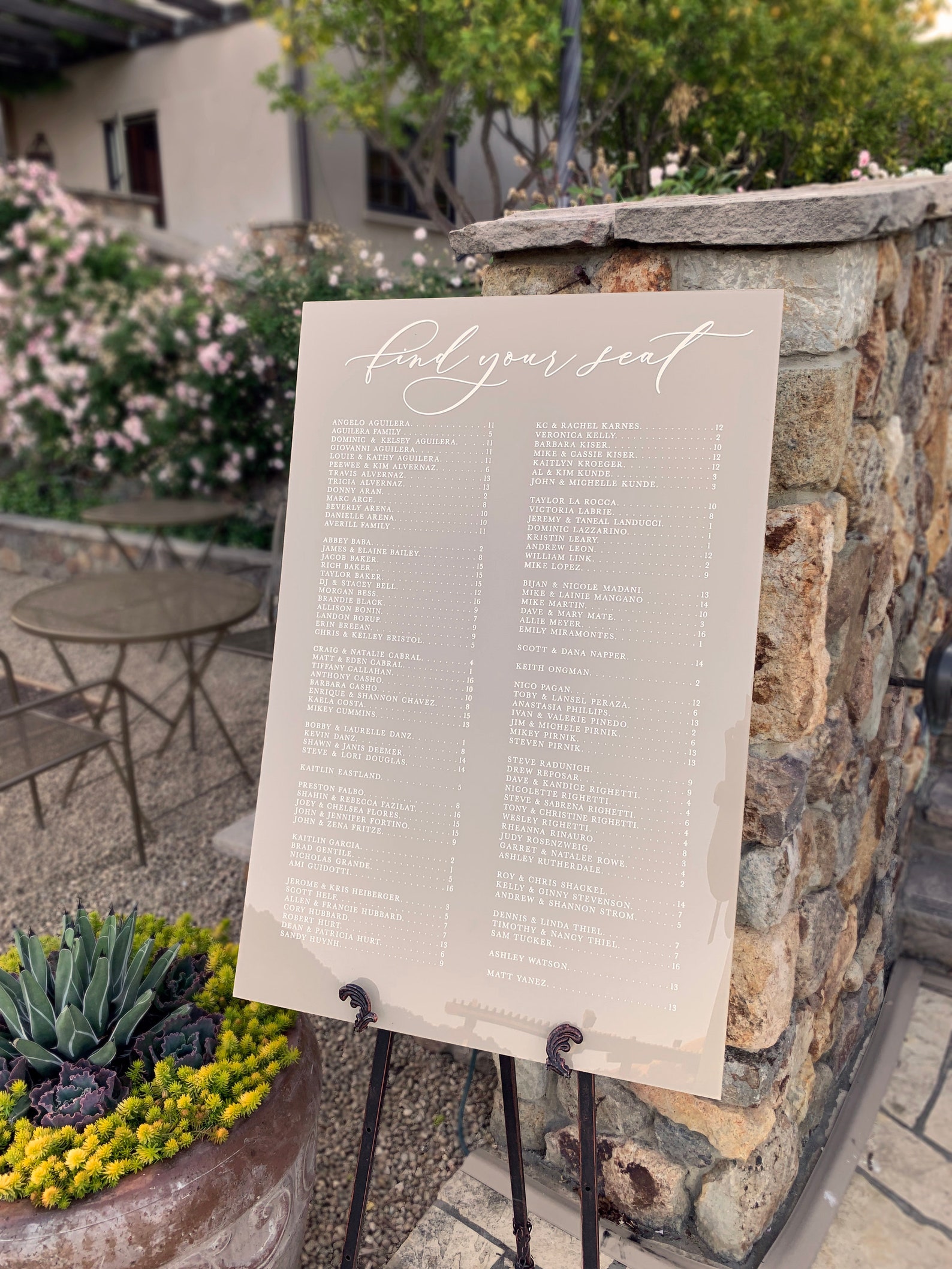 Custom Acrylic Seating Chart Sign / Neutral / Wedding / Bridal - Etsy
