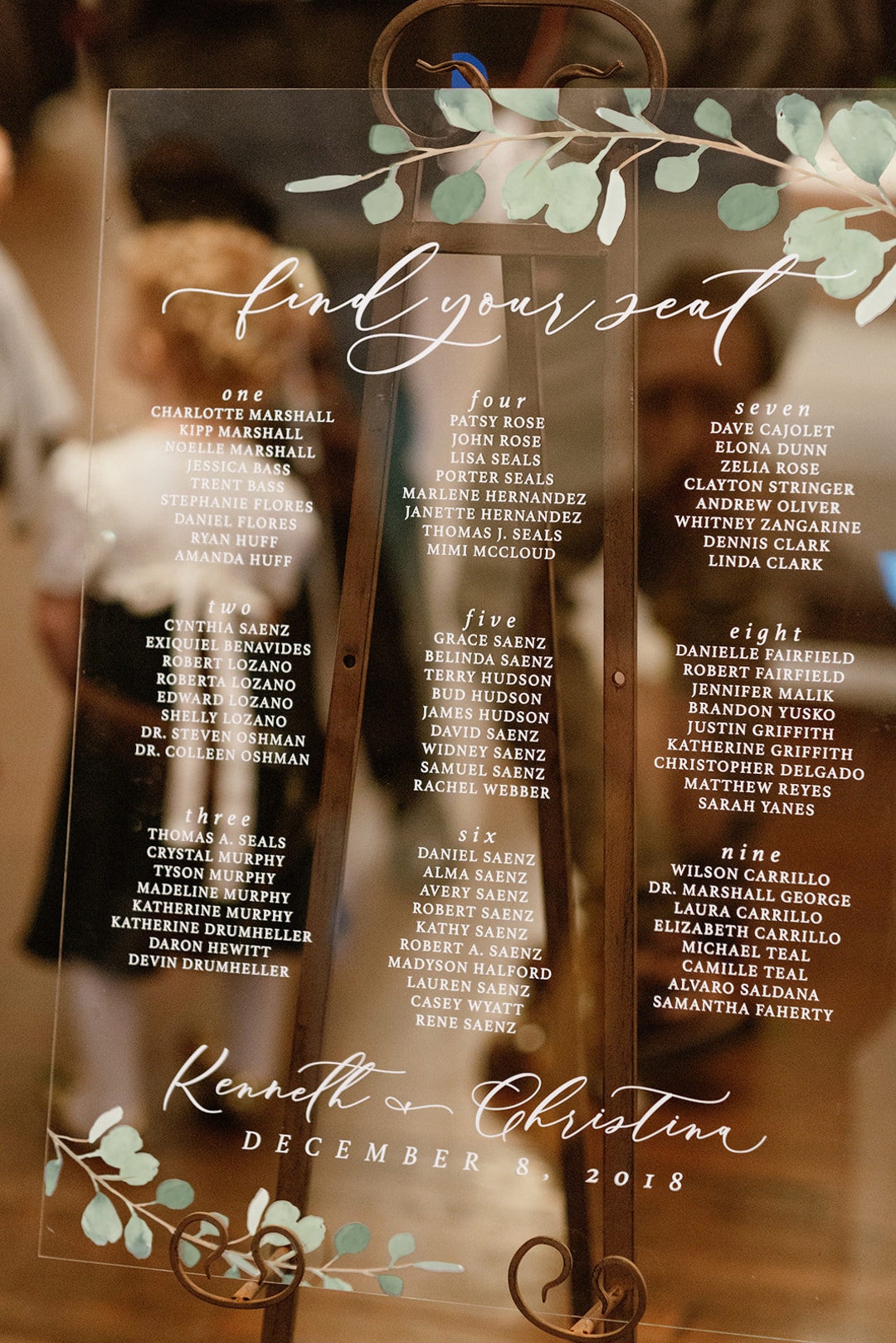 Custom Acrylic Seating Chart Sign / Clear / Wedding / Bridal Shower ...