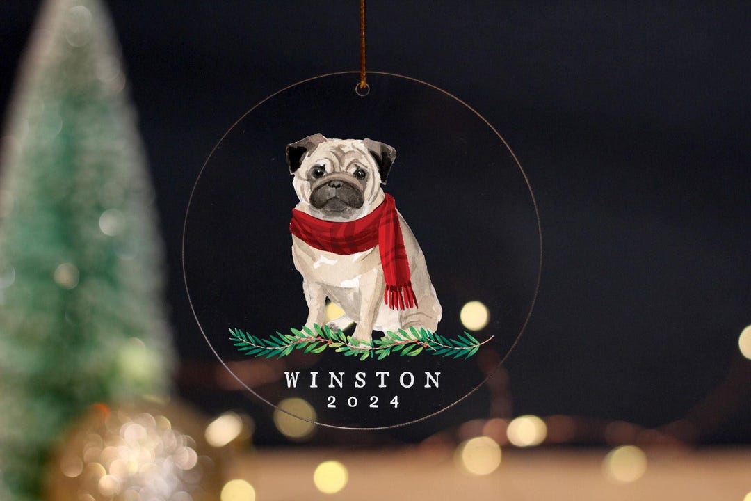 Custom Pug Ornament | Acrylic | Dog | Xmas | Christmas | Rhodesian ...