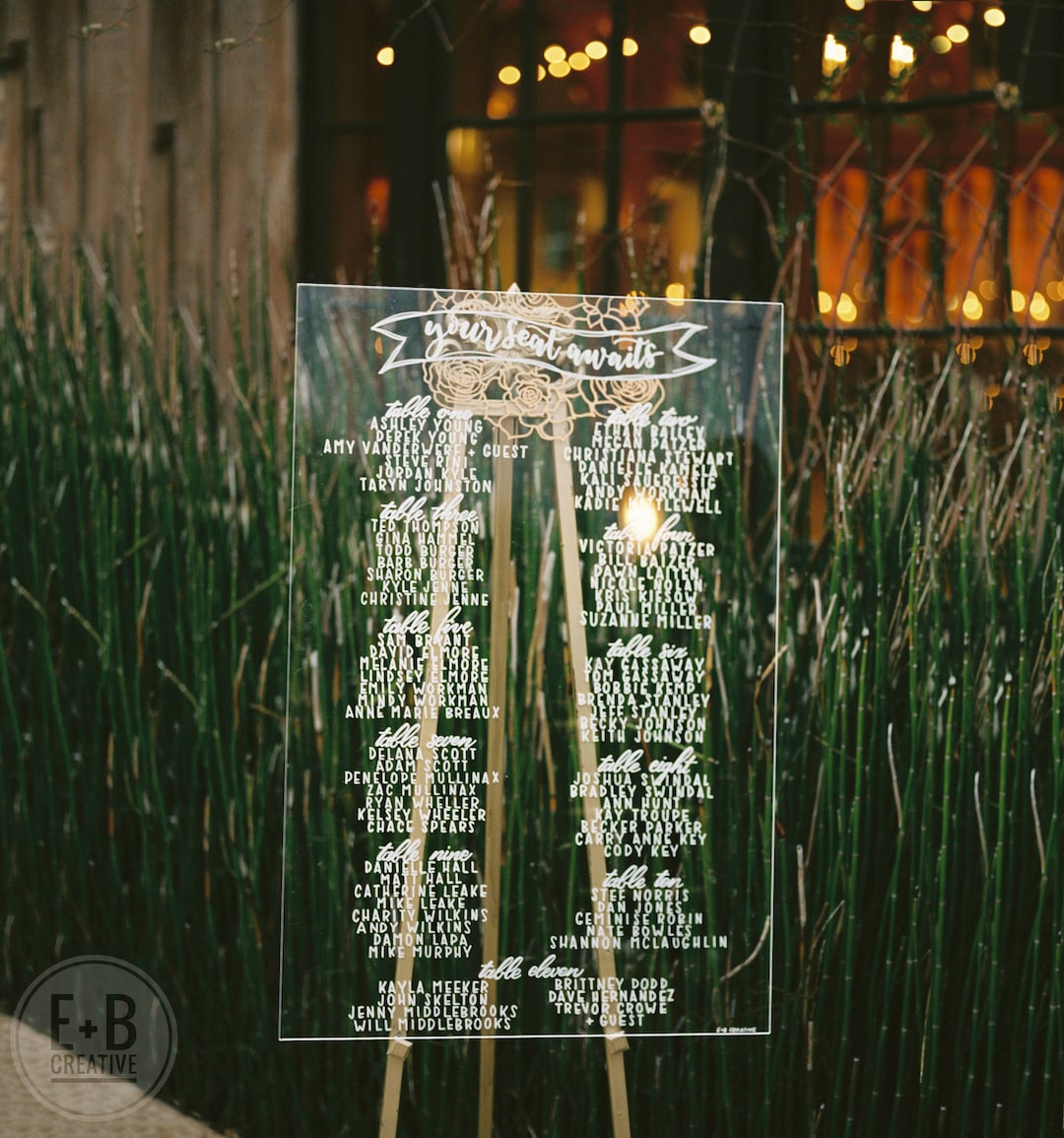 Custom Acrylic Seating Chart Sign - Clear - Wedding - Etsy