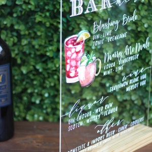 Custom Acrylic Bar Menu | Wedding | Lucite | Clear | Floral ...
