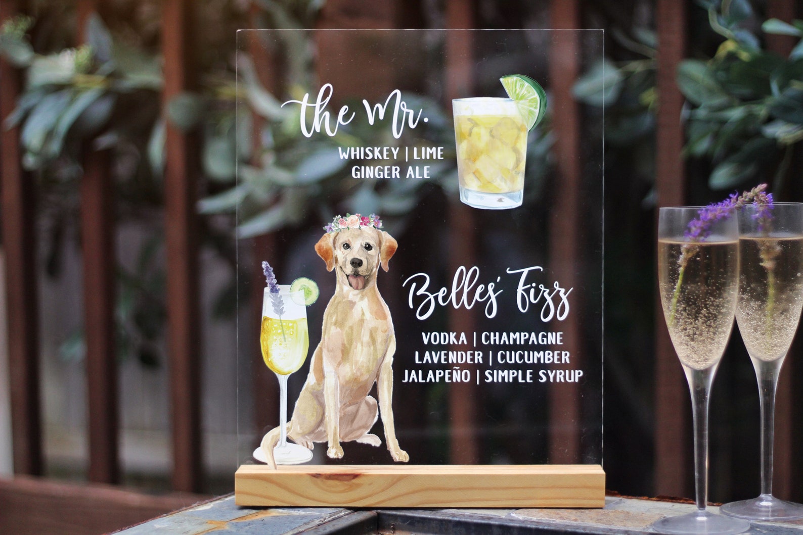 Custom Dog Bar Menu Wedding goldendoodle Puptail lab | Etsy