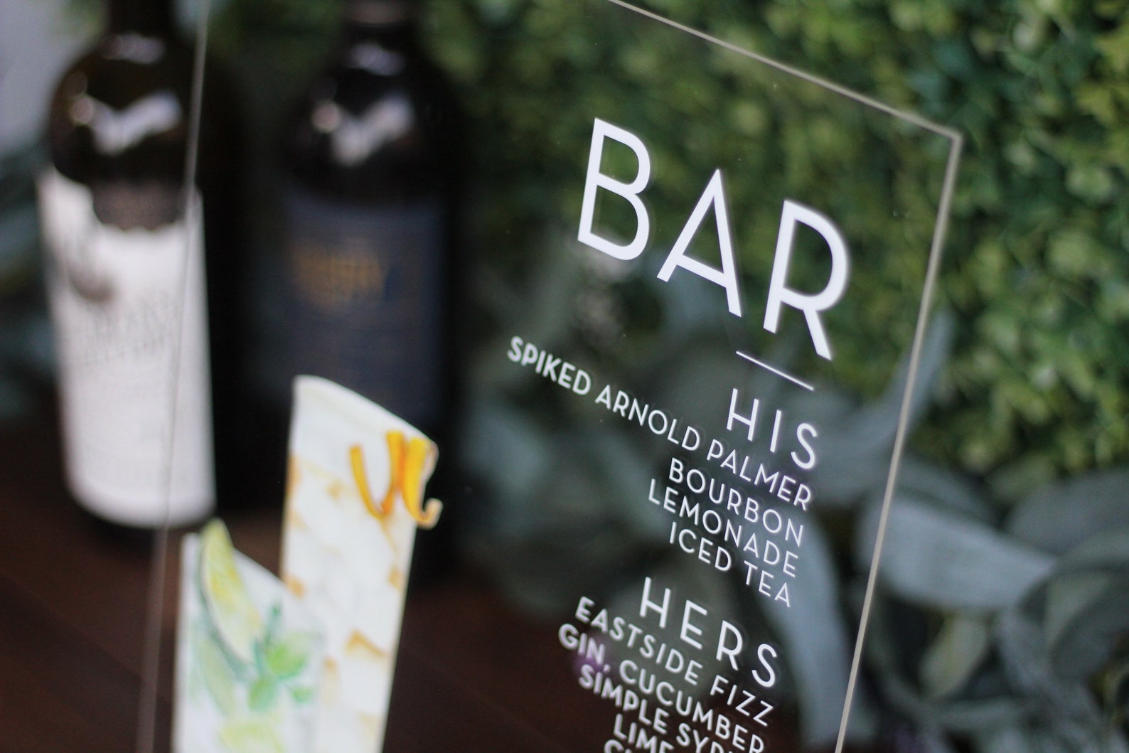 Custom Acrylic Cocktail Menu Modern Wedding Floral - Etsy