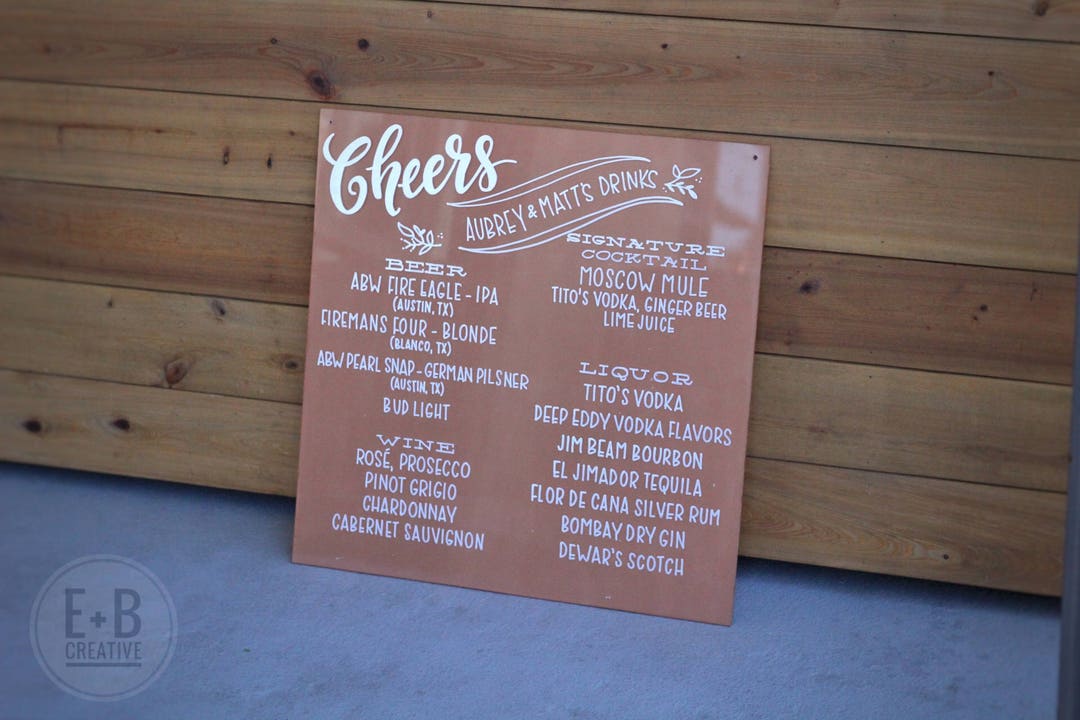 Custom Acrylic Wedding Menu Board Rose Gold - Etsy