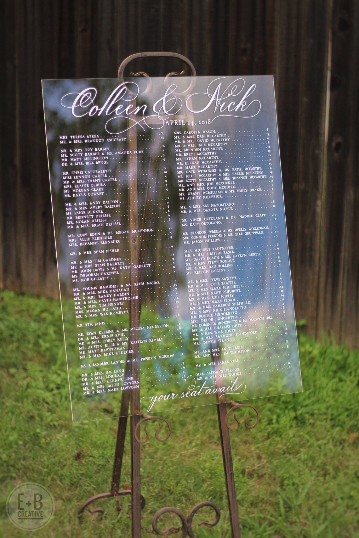 Custom Acrylic Seating Chart Sign / Clear / Wedding / Seating - Etsy