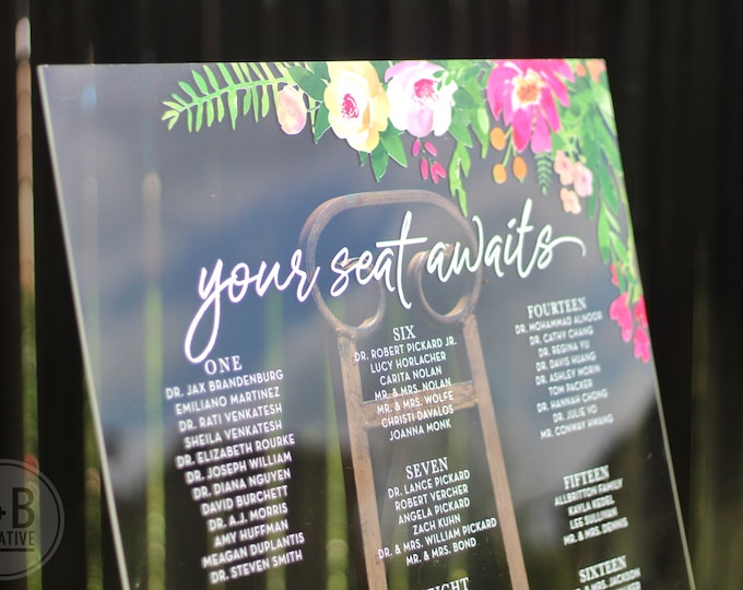 Custom Acrylic Seating Chart Sign / Clear / Wedding / Seating ...
