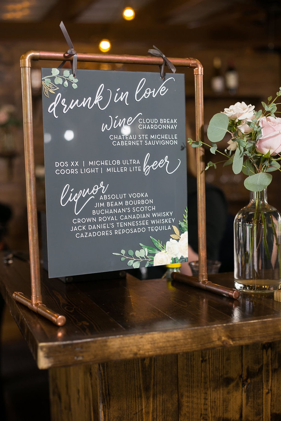 Acrylic Bar Menu | Wedding | Cocktail Menu | Watercolor | Drunk in Love ...