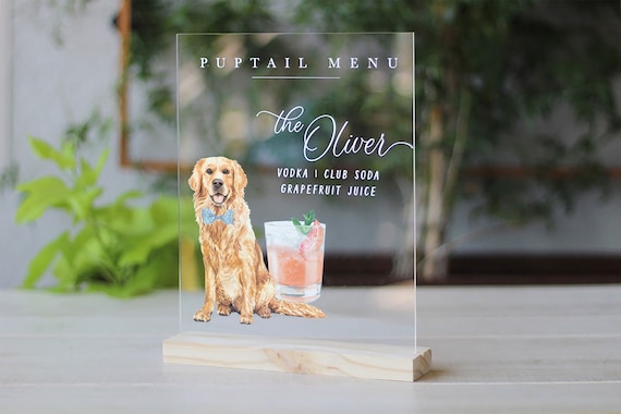 Custom Dog Bar Menu Wedding Goldendoodle Puptail Lab | Etsy