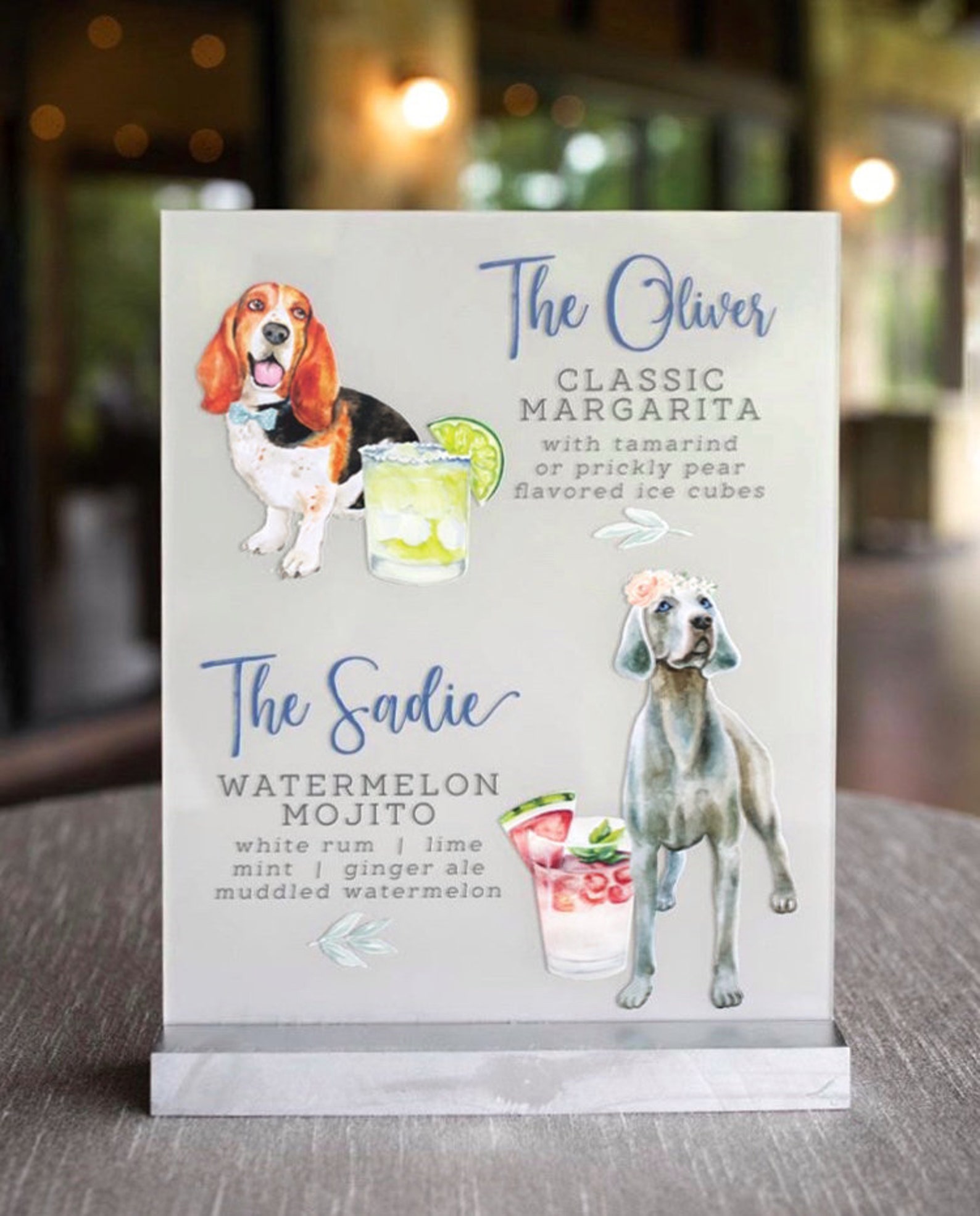 Custom Dog Bar Menu Wedding Great Dane Puptail Lab - Etsy