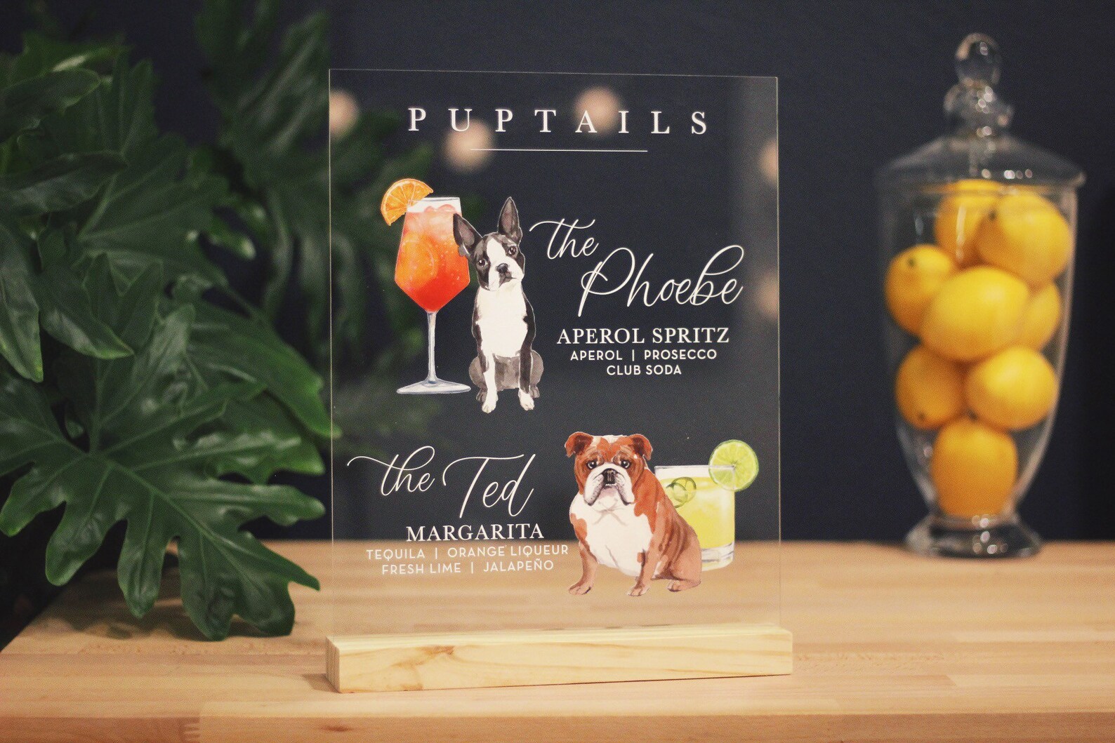 Custom Dog Bar Menu Wedding Acrylic Menu Puptail Puppy | Etsy