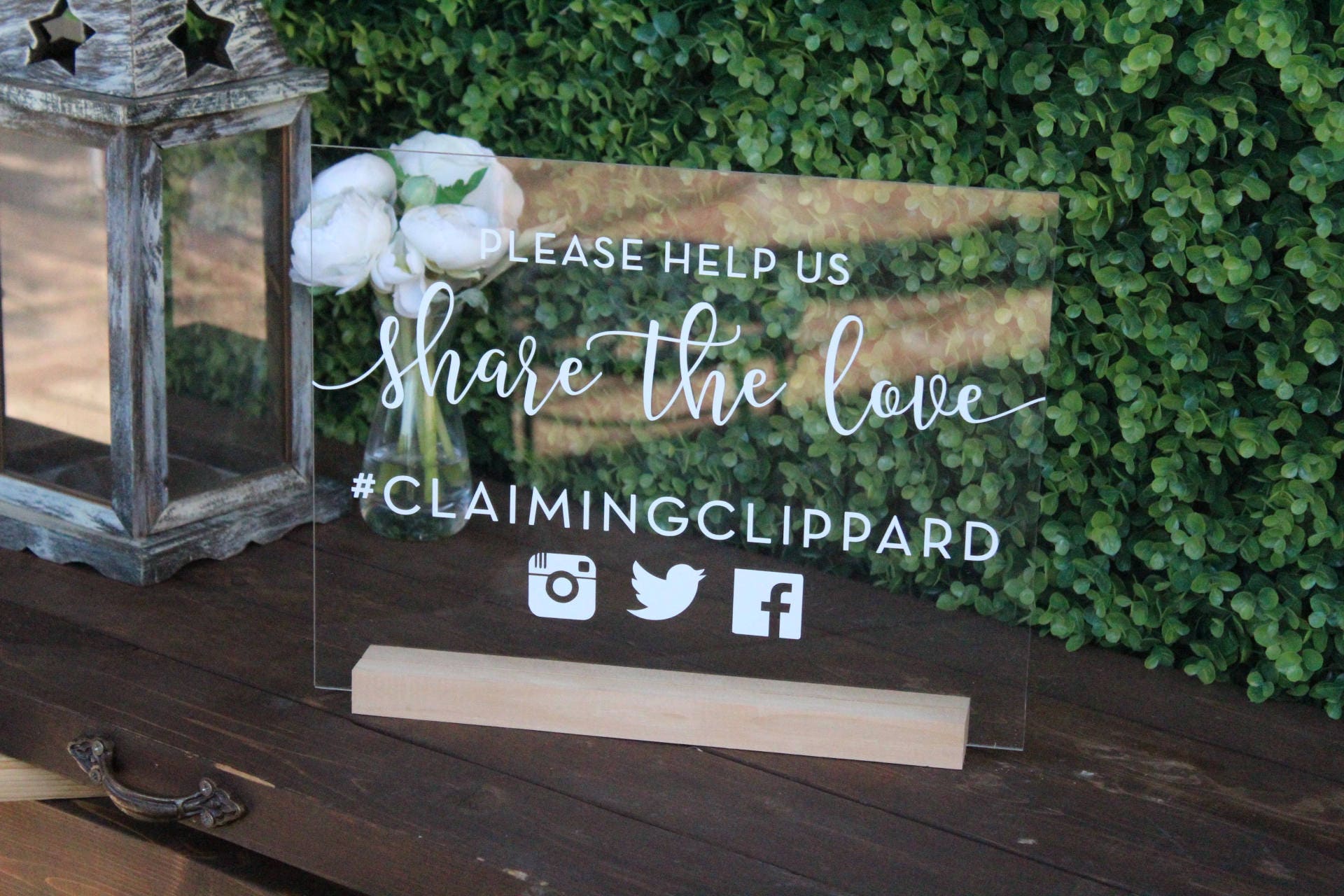 Custom Acrylic Hashtag Sign / Wedding / Event / Photo Booth / Social ...