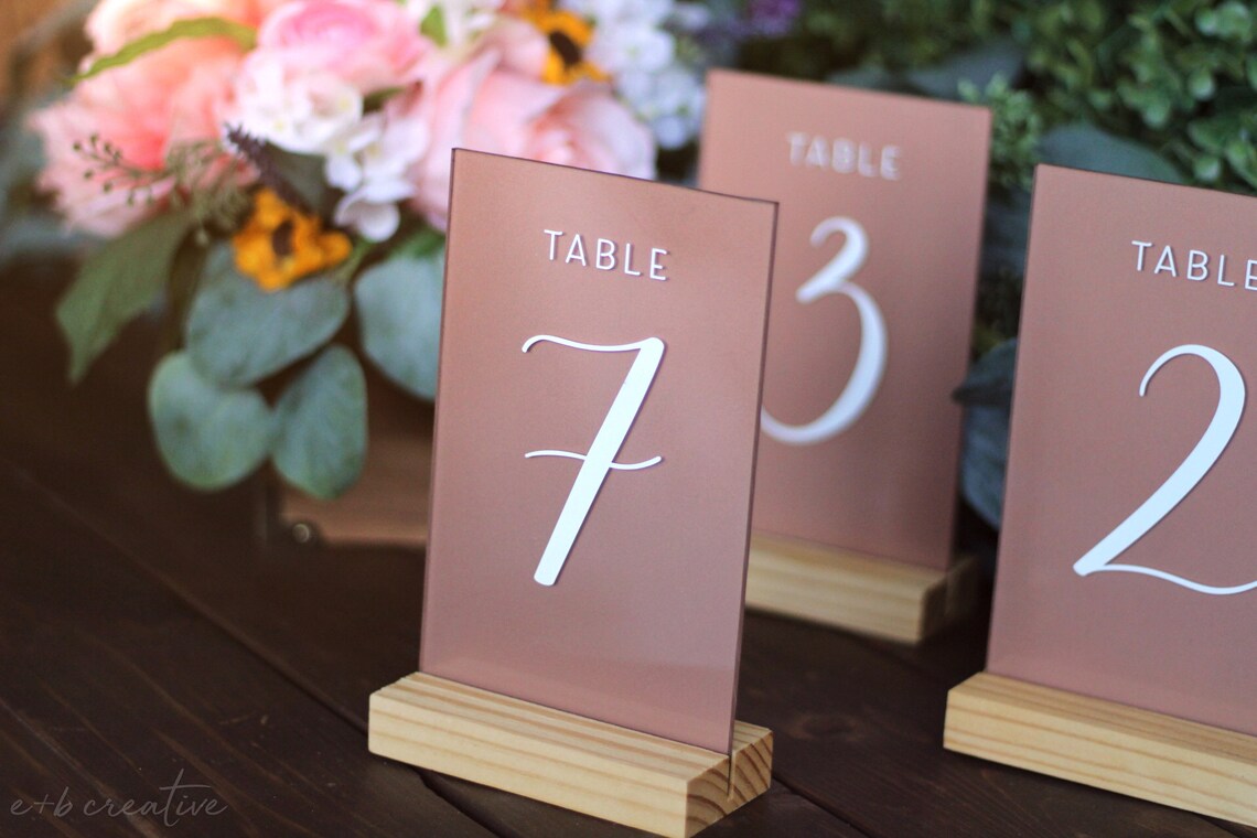 Rose Gold Acrylic Table Numbers Wedding or Event | Etsy