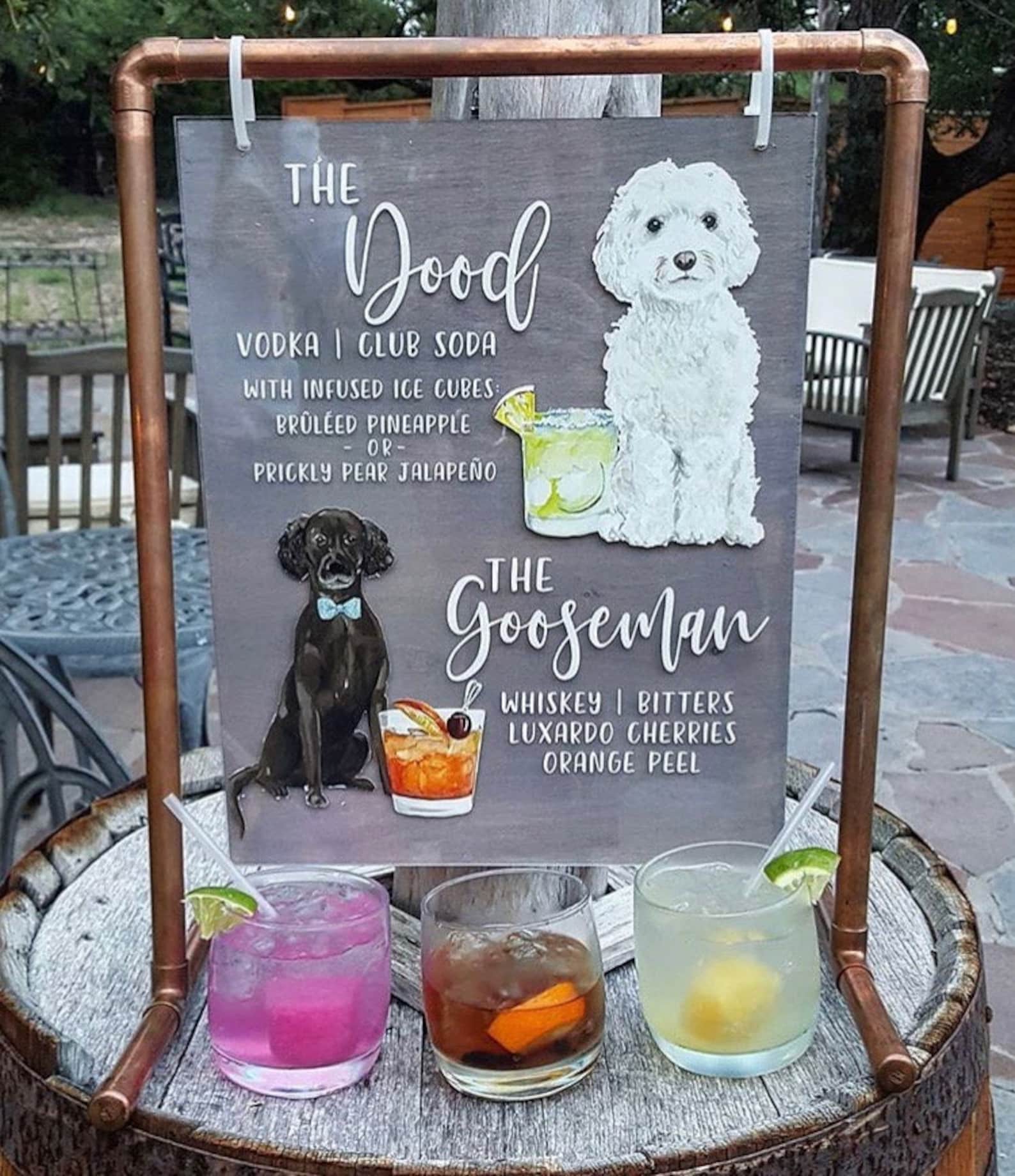 Custom Dog Bar Menu Wedding Goldendoodle Puptail Lab Puppy Cocktail ...