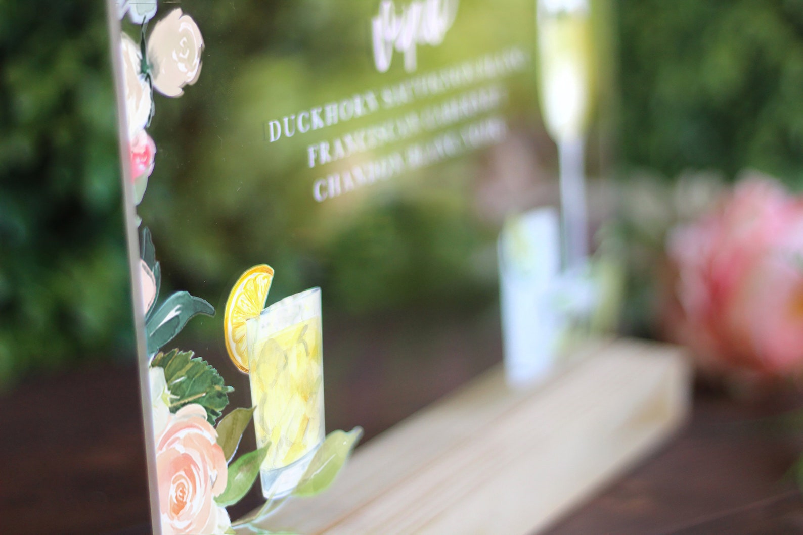 Custom Acrylic Bar Menu | Wedding | Lucite | Clear | Floral ...