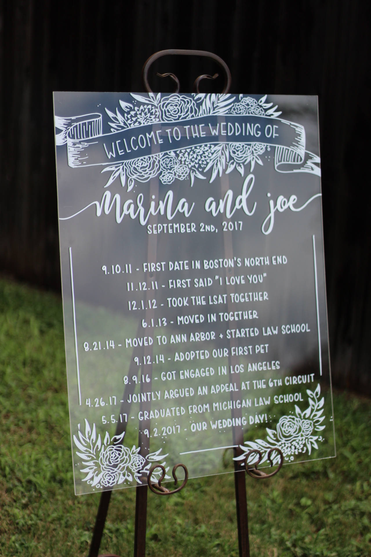Custom Wedding Timeline Acrylic Sign | Etsy