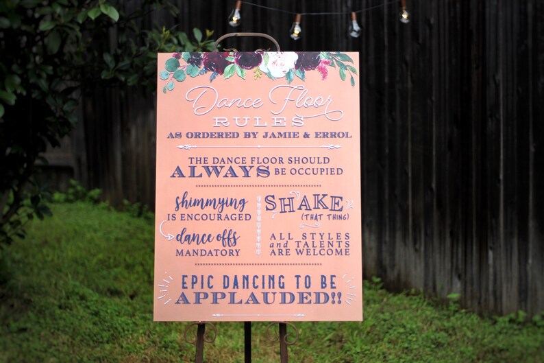 Custom Acrylic Wedding Welcome Sign - Rose Gold - Dance Floor Rules - Etsy