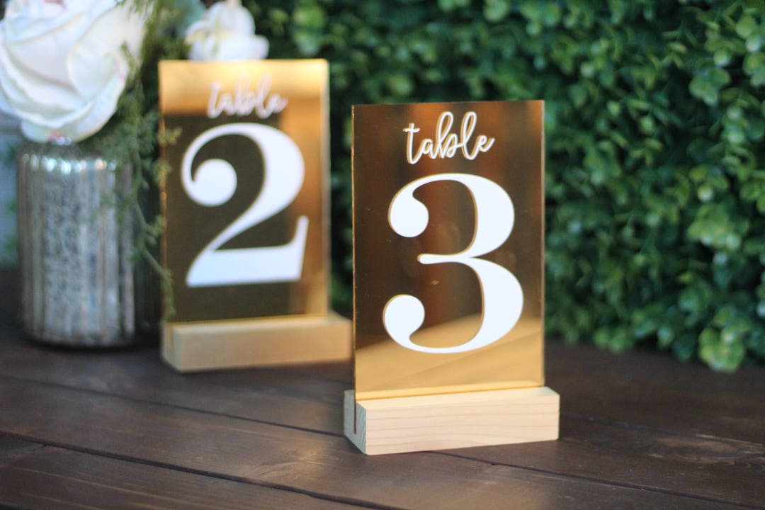 Acrylic Mirrored Gold Table Numbers | Wedding | Event Signs | Wedding ...