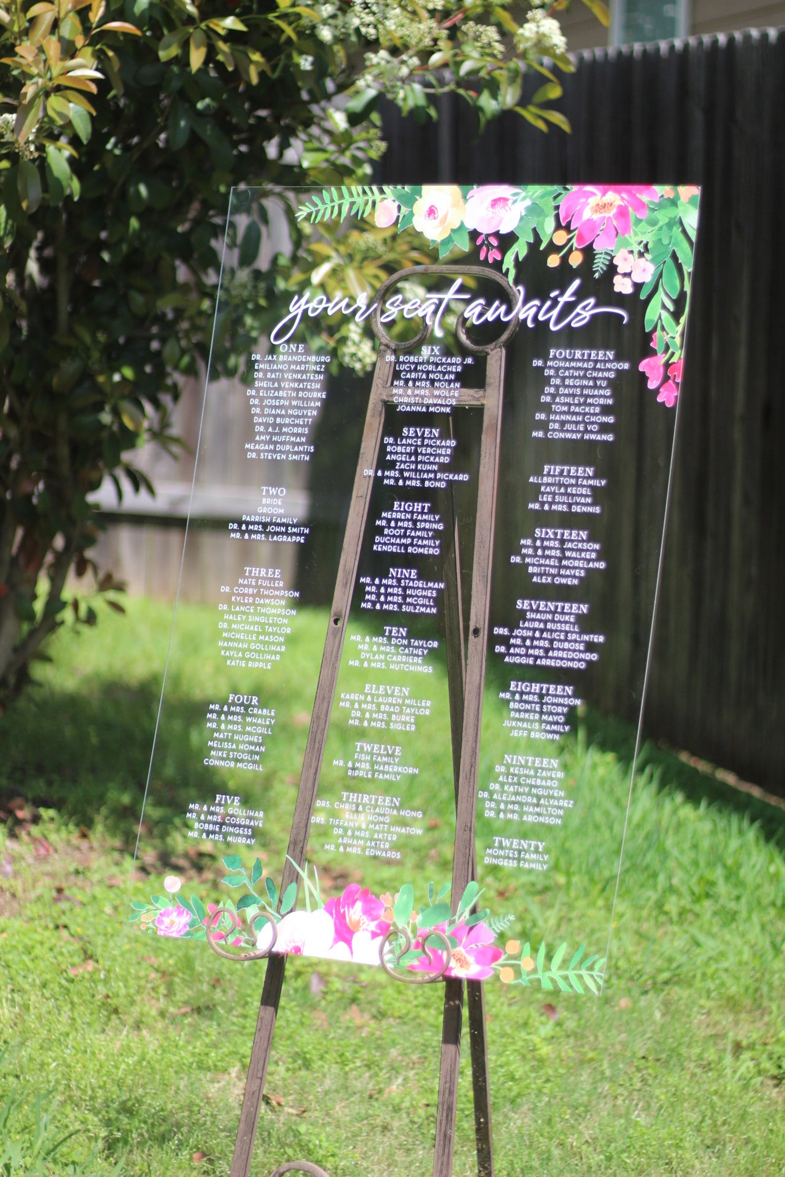 Custom Acrylic Seating Chart Sign / Clear / Wedding / Seating - Etsy