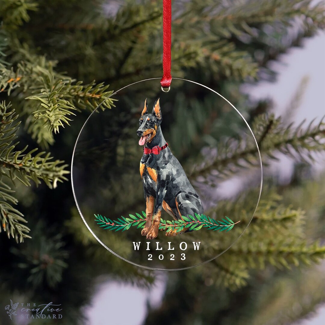 Custom Doberman Ornament | Acrylic | Dog | Xmas | Christmas | Personalized | Goldendoodle ...