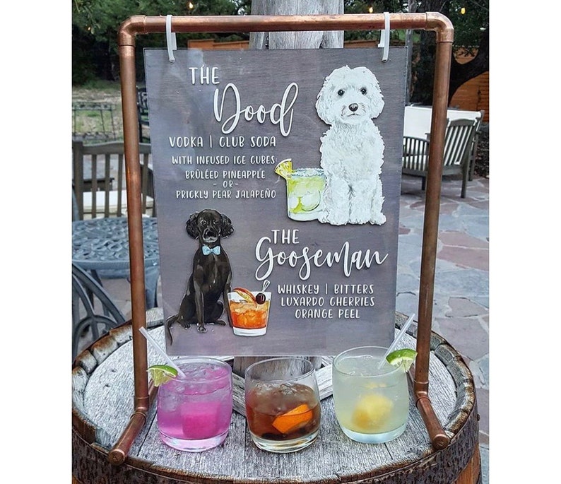 Custom Dog Bar Menu Wedding Goldendoodle Puptail Lab - Etsy