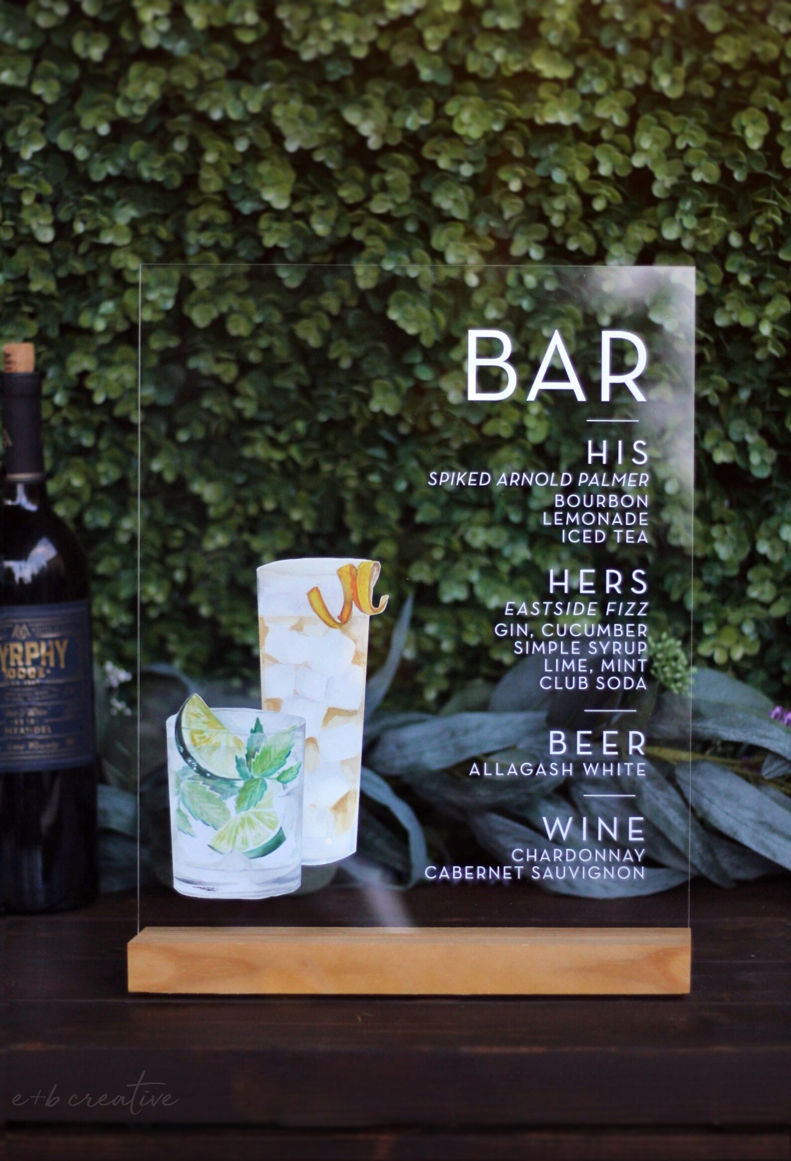 Custom Acrylic Cocktail Menu Modern Wedding Floral - Etsy