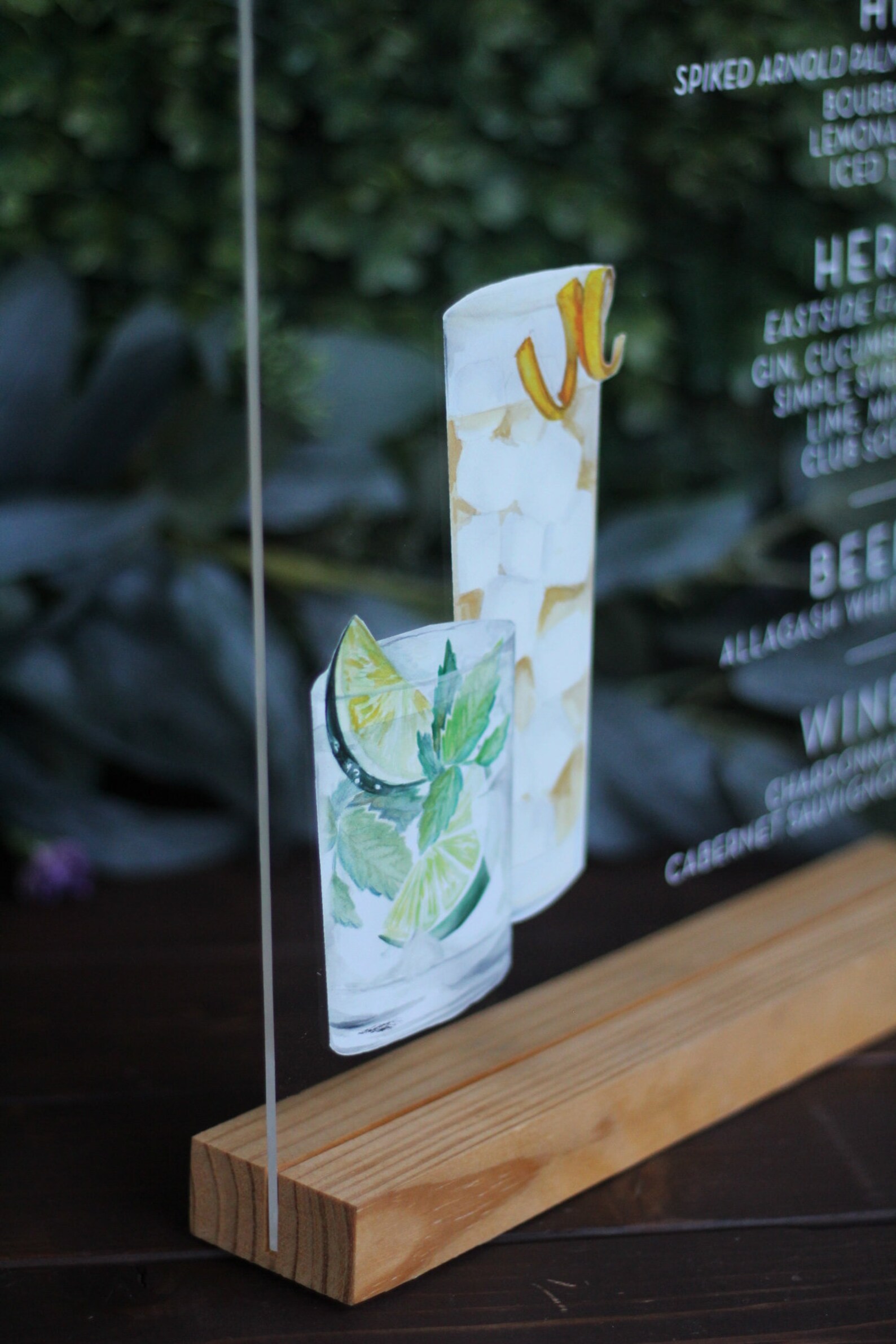 Custom Acrylic Cocktail Menu Modern Wedding Floral - Etsy