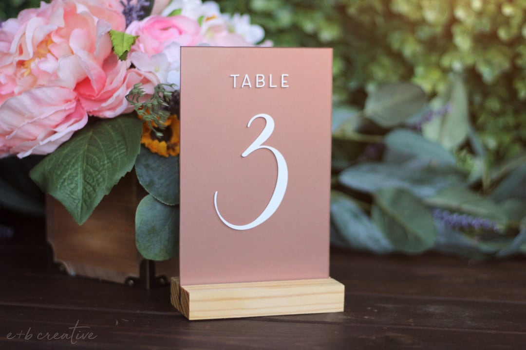Custom Rose Gold Acrylic Table Numbers | Wedding | Event - Etsy
