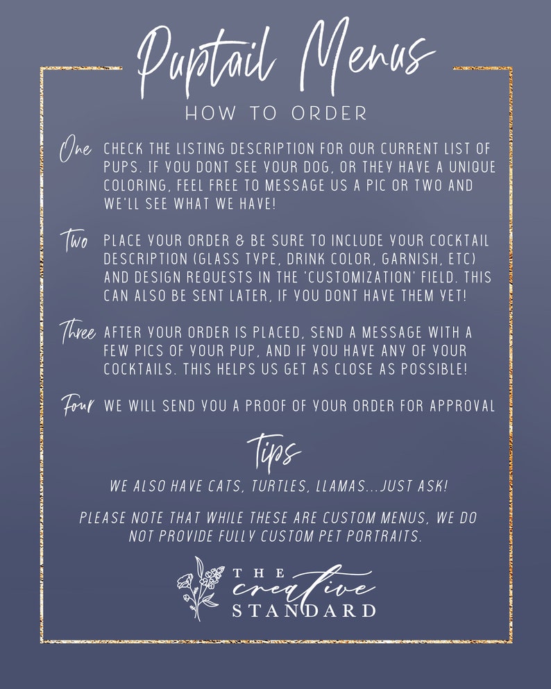 Custom Dog Bar Menu Wedding Acrylic Menu Puptail Puppy | Etsy