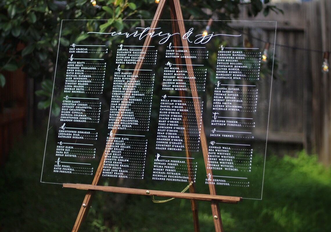 Custom Acrylic Seating Chart Sign / Clear / Wedding / Bridal - Etsy
