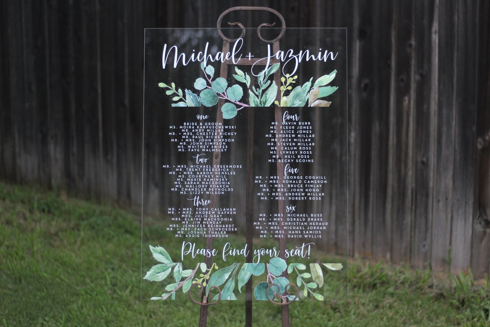 Floral Acrylic Seating Chart Sign / Clear / Wedding / Bridal - Etsy