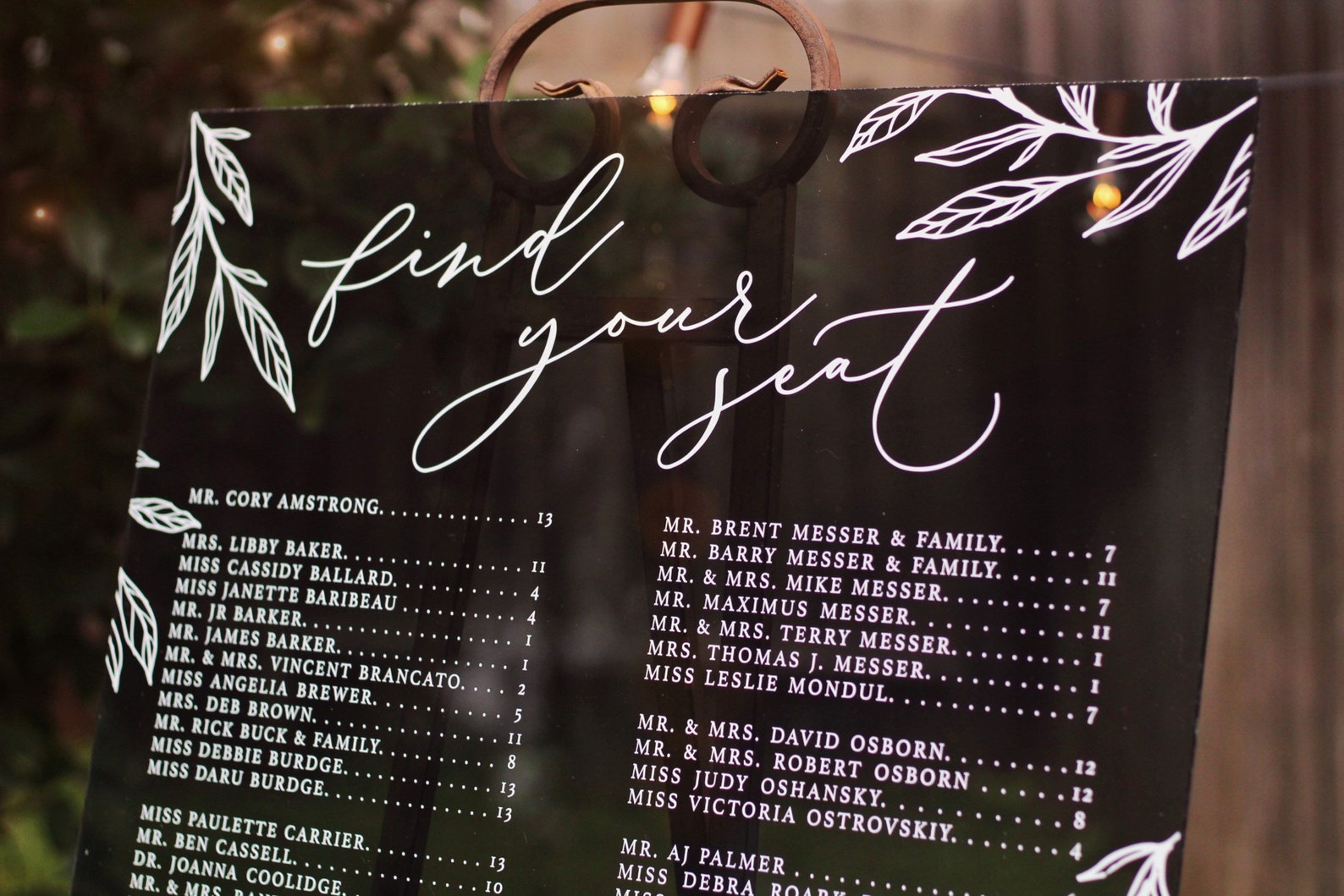 Custom Acrylic Seating Chart Sign / Clear / Wedding / Seating - Etsy