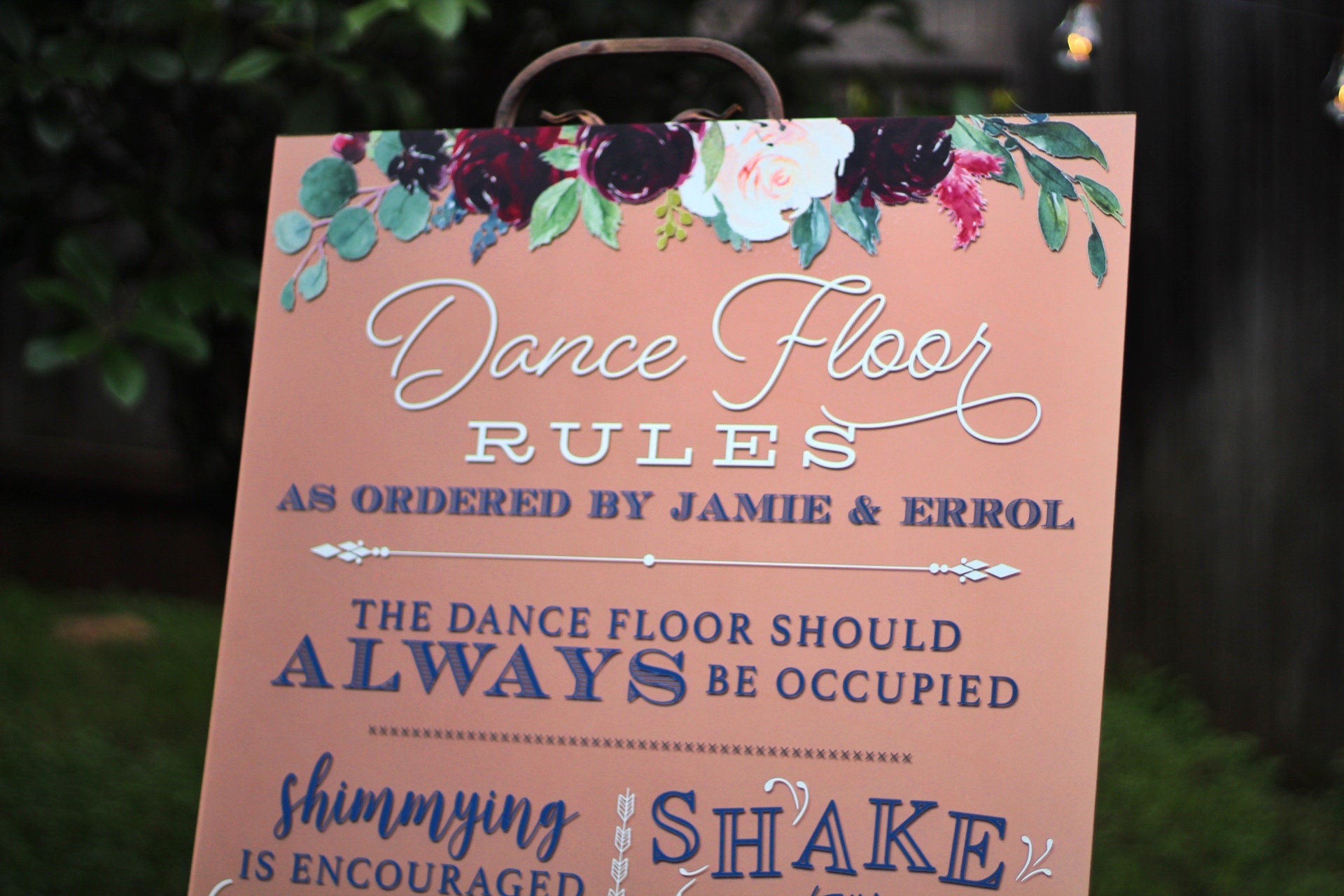 Custom Acrylic Wedding Welcome Sign - Rose Gold - Dance Floor Rules - Etsy