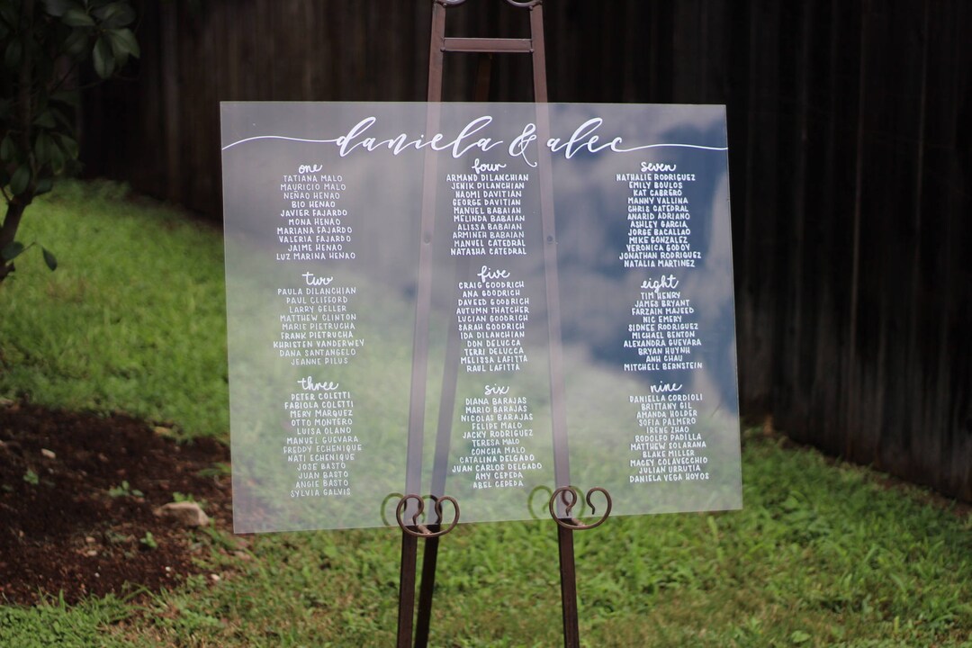 Custom Acrylic Seating Chart Sign / Clear / Wedding / Bridal Shower ...
