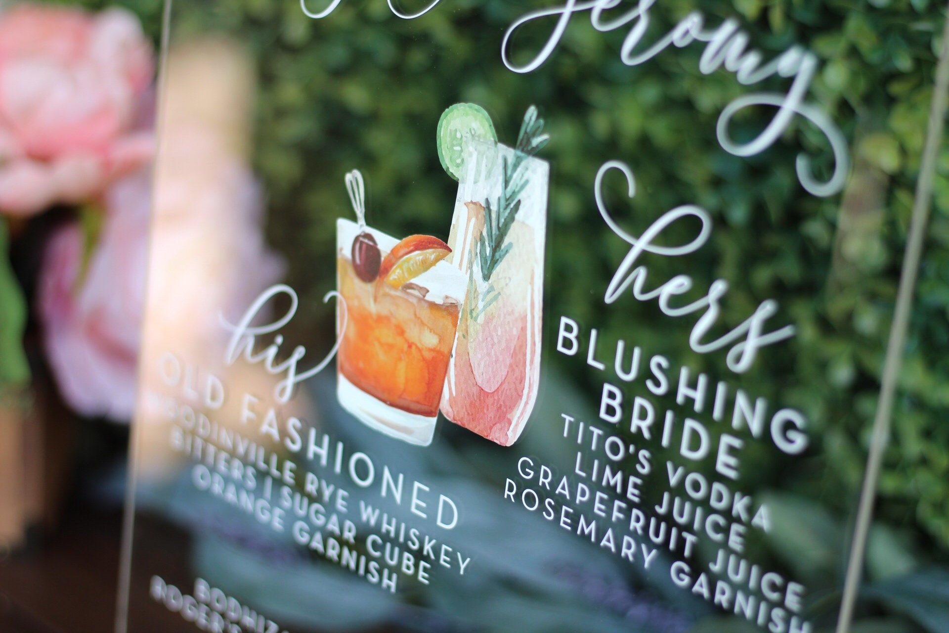 Custom Acrylic Bar Menu | Wedding | Lucite | Clear | - Etsy