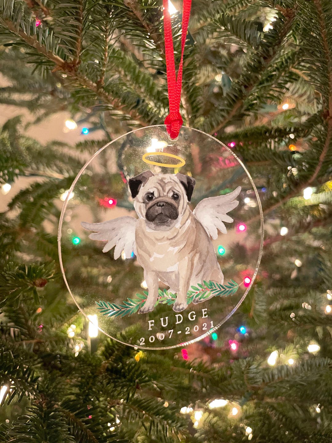 Custom Pug Ornament | Acrylic | Dog | Xmas | Christmas | Rhodesian ...