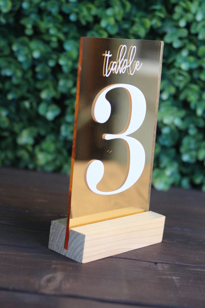 Acrylic Mirrored Gold Table Numbers Wedding Event Signs - Etsy