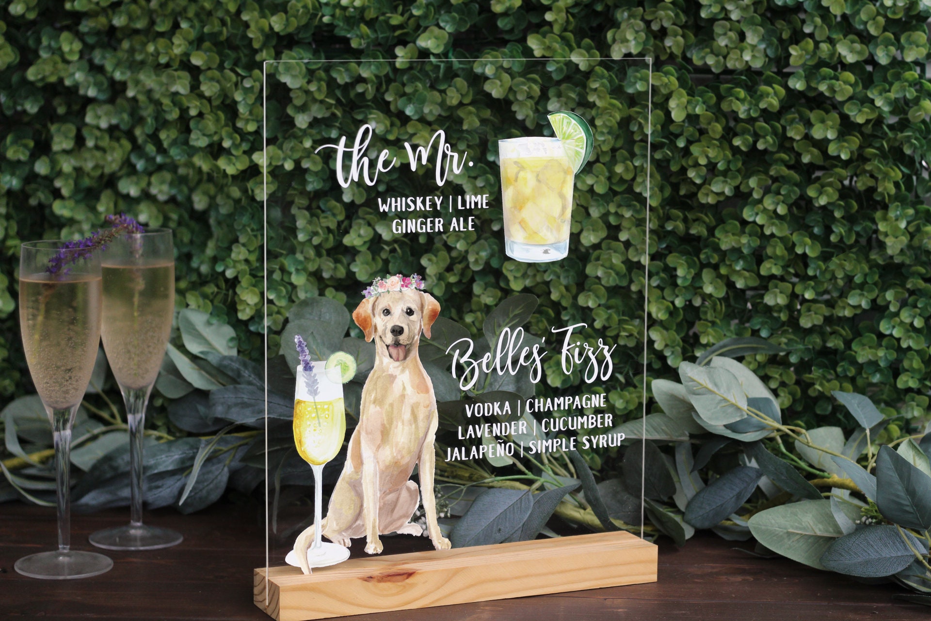 Custom Dog Bar Menu Wedding Goldendoodle Puptail Lab | Etsy