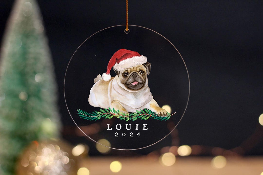 Custom Pug Ornament | Acrylic | Dog | Xmas | Christmas | Shih Tzu ...