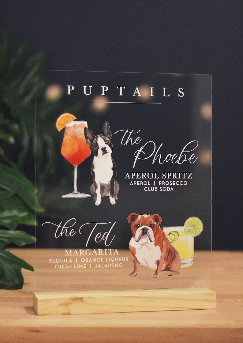 Custom Dog Bar Menu Wedding Acrylic Menu Puptail Puppy | Etsy