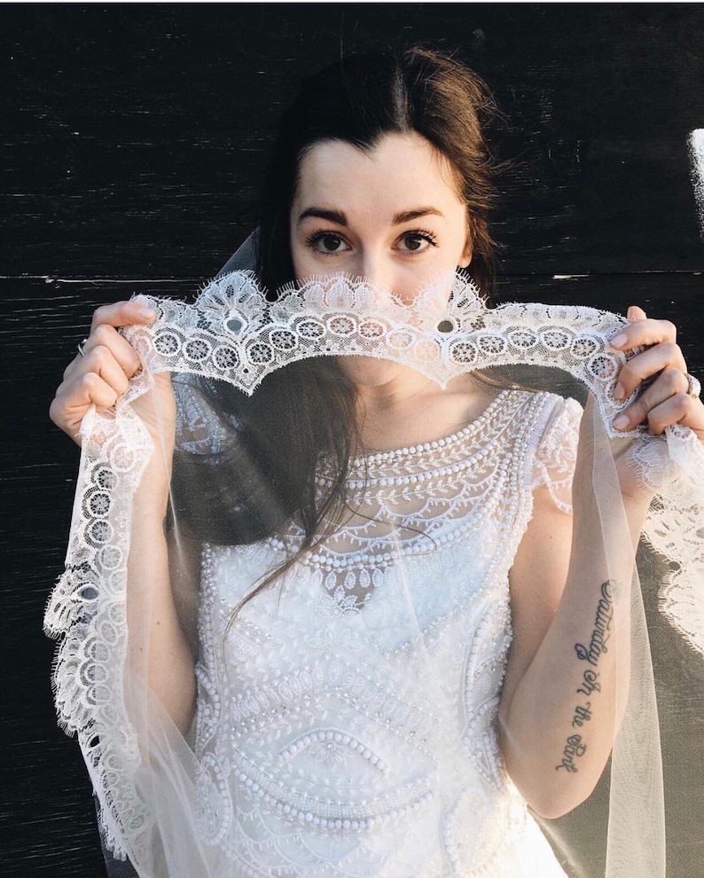 Bridal Wedding Veil English Net Veil Lace Veil Mantilla - Etsy