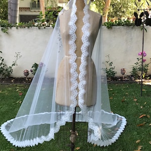 English Net Veil , Mantilla Veil, Alencon Lace Veil, Boho Veil, Vintage ...