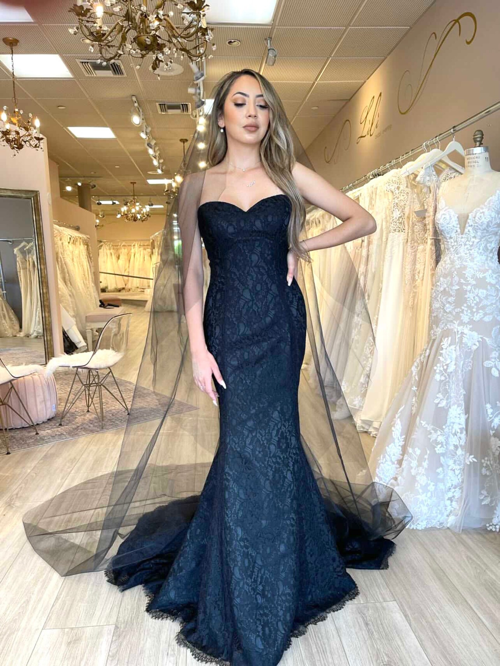 Black Wedding Veil, Gothic Veil, Drop Veil, Modern Veil, Simple Veil ...