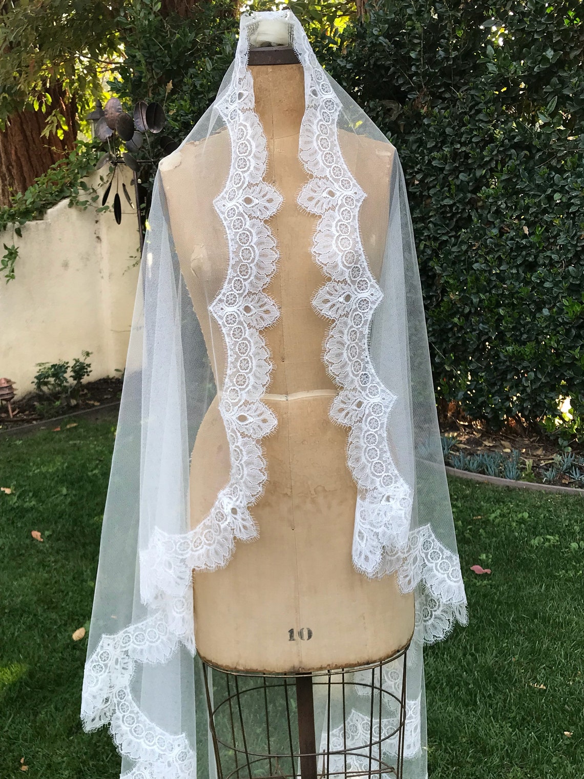 Bridal Wedding Veil English Net Veil Lace Veil Mantilla - Etsy