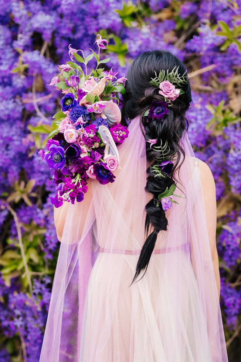 Purple Wedding Veil, Pastel Wedding Veil, Custom Color Bridal Veil ...