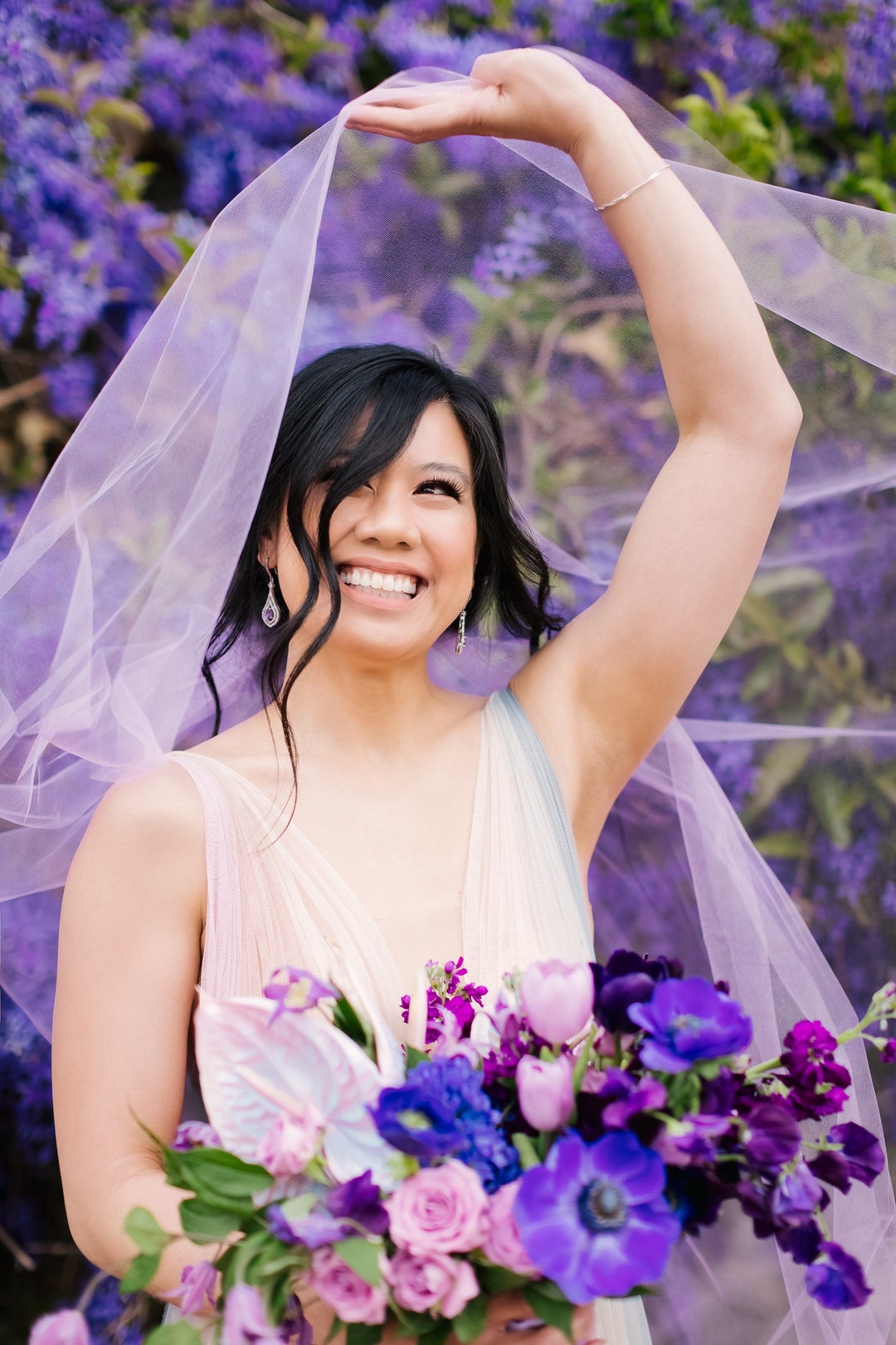 Purple Wedding Veil, Pastel Wedding Veil, Custom Color Bridal Veil ...