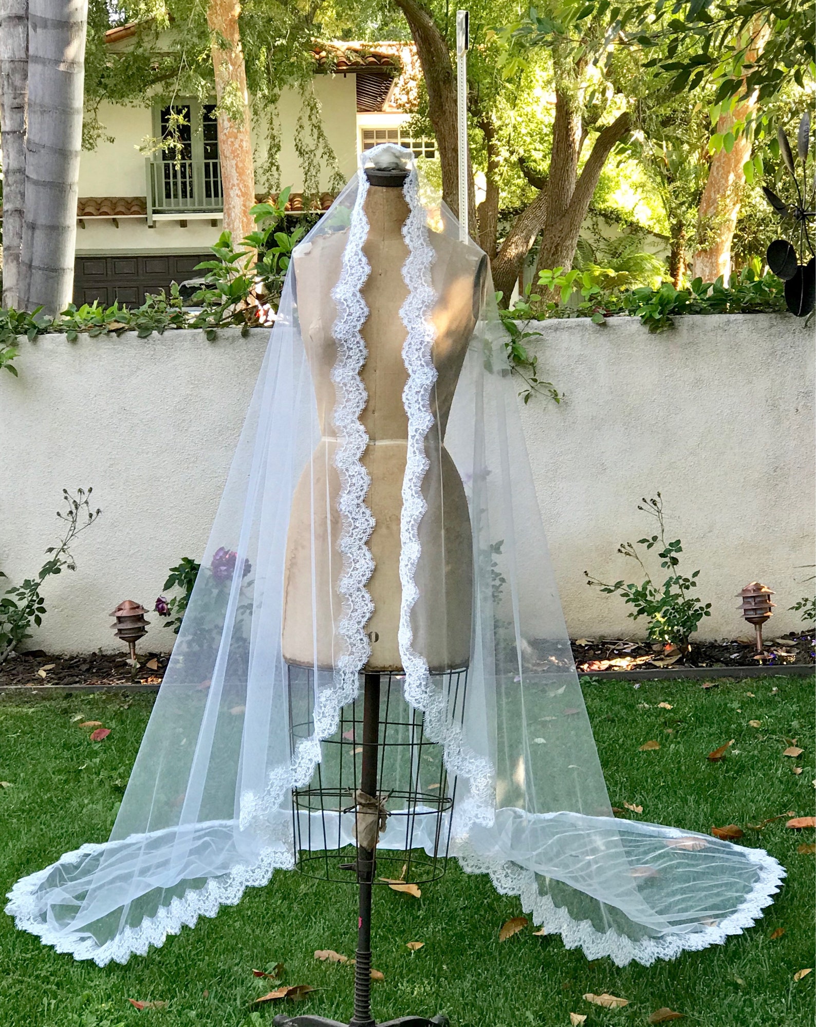 English Net Veil Mantilla Veil Alencon Lace Veil Boho - Etsy