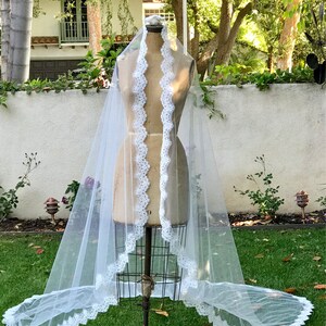 English Net Veil , Mantilla Veil, Alencon Lace Veil, Boho Veil, Vintage ...