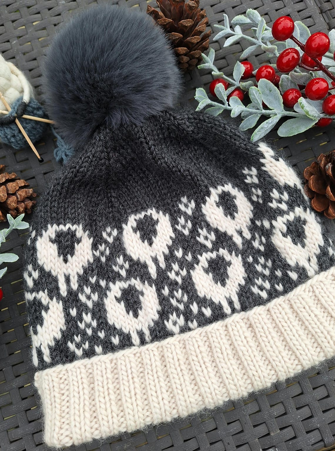 Snowy Sheep Beanie Knitting Pattern: Winter Colorwork Hat (PDF Pattern ...