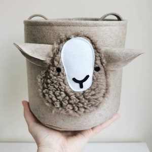 Felt Gray Sheep Basket Inspired by Country Life, Toy Storage for Kids ...