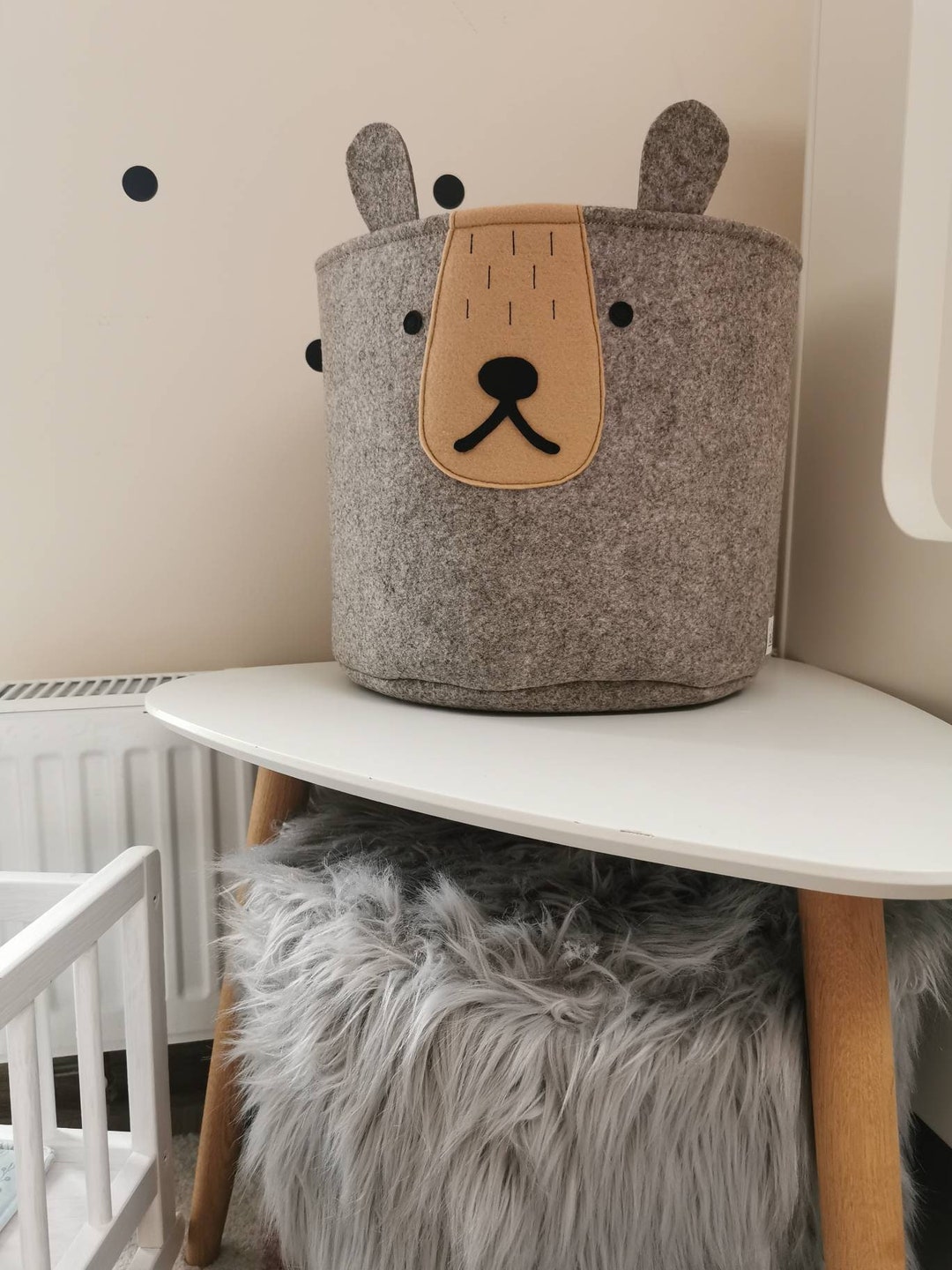Nordic Inspired Felt Toy Storage, Bear Basket, Woodland Room Decor - Etsy
